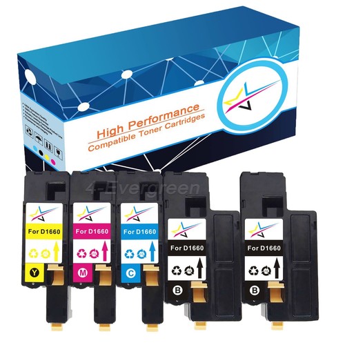 5PK Black Color Toner Cartridge Combo Set C1660 For Dell C1660w C1660cn ...