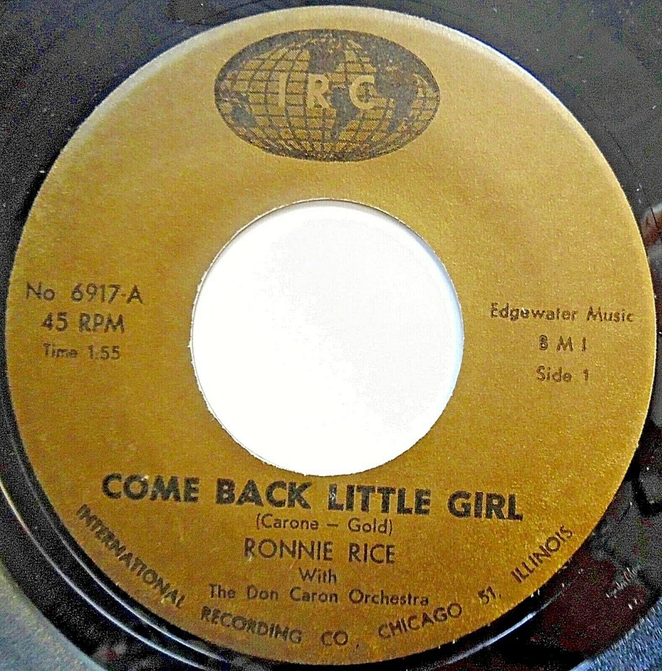 RONNIE RICE VG++ Teen POP 45 Who's The New Girl / Come Back Little Girl ...