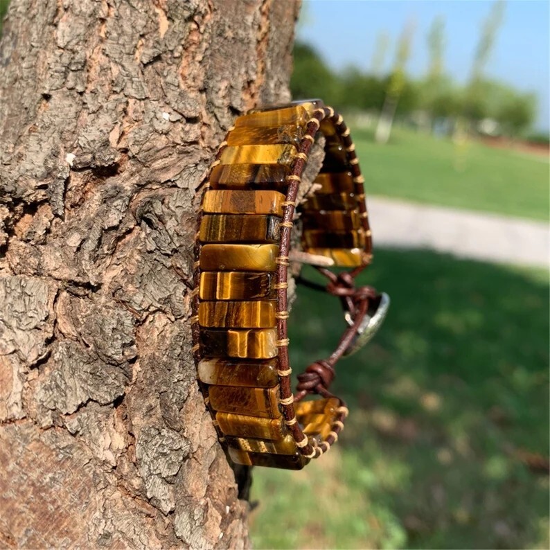 Tiger's Eye Handmade Natural Stone Healing Protection Beads Men Women ...