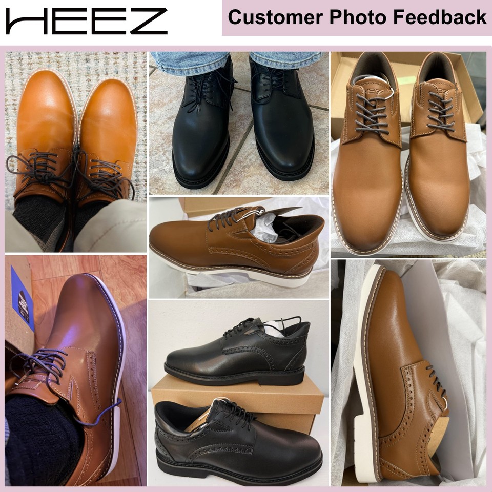 HEEZ Men's Dress Shoes Split Leather Casual Oxfords Lightweight Dress ...