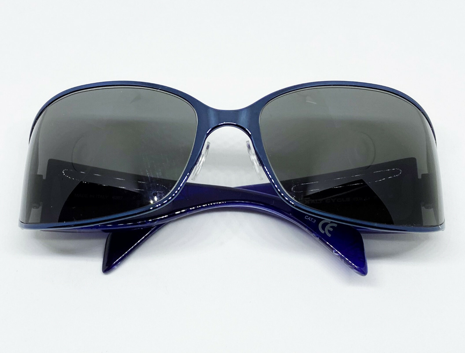New True Vintage Exalt Cycle Blue Metal & Dark Blue Wrap Sunglasses ...