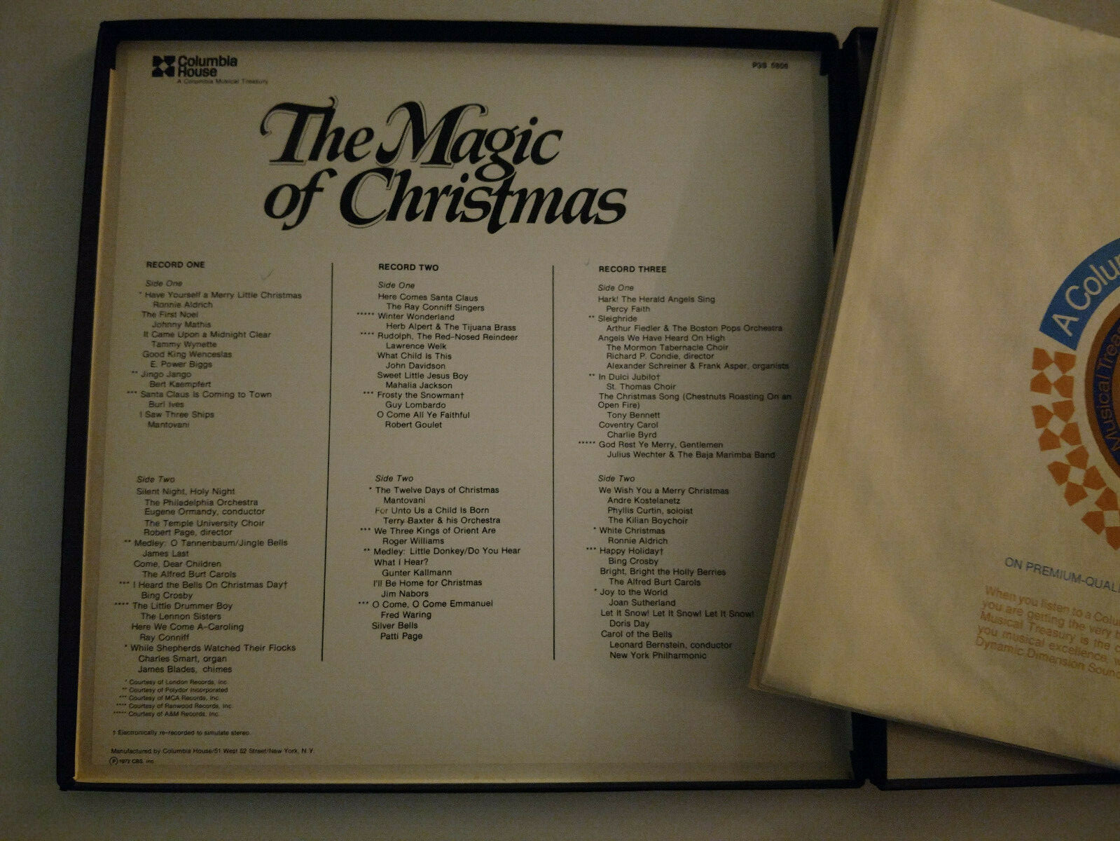 THE MAGIC OF CHRISTMAS 3LP 1972 COLUMBIA MUSICAL TREASURY P3S 5806 ...