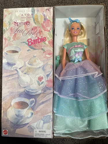 AVON MATTEL SPECIAL EDITION SPRING TEA PARTY BARBIE DOLL 1997 BLONDE ...