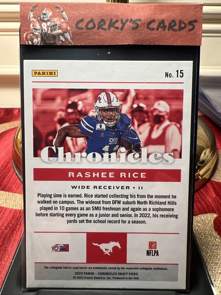 2023 Panini Chronicles Draft Picks Rashee Rice #15 RC Rookie Kansas ...