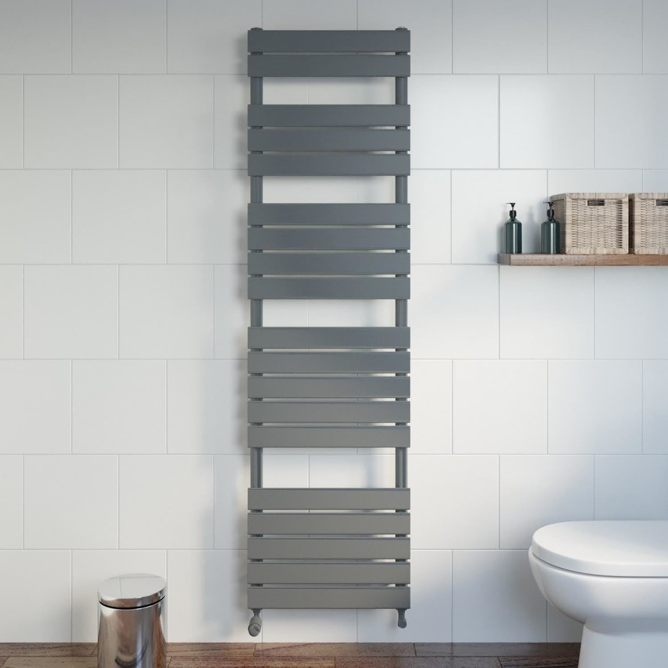 Designer Flat Panel Heated Bathroom Towel Rail Radiator Rad Anthracite ...