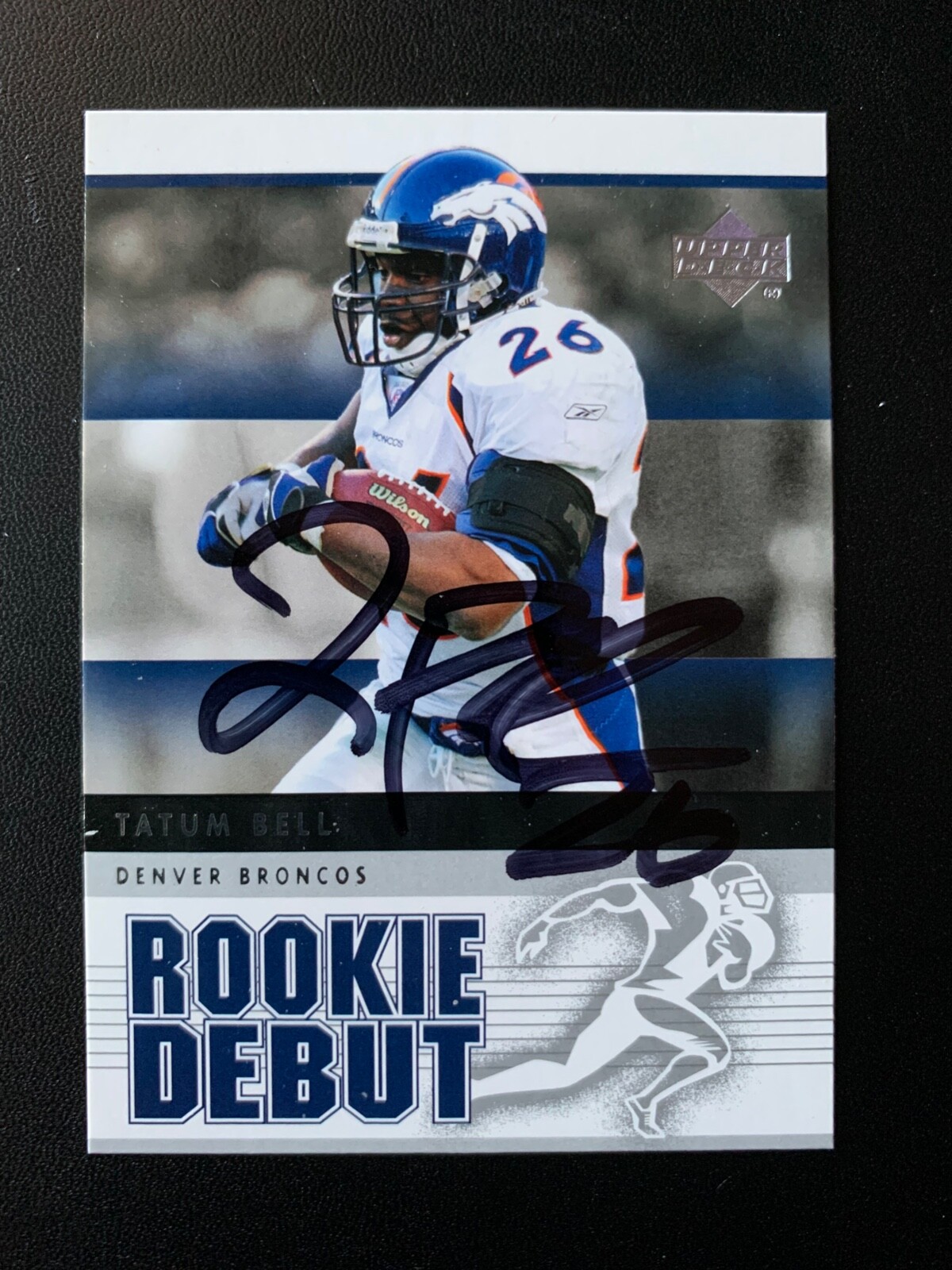Tatum Bell signed 2005 Upper Deck Rookie Debut #30 Card Denver Broncos ...