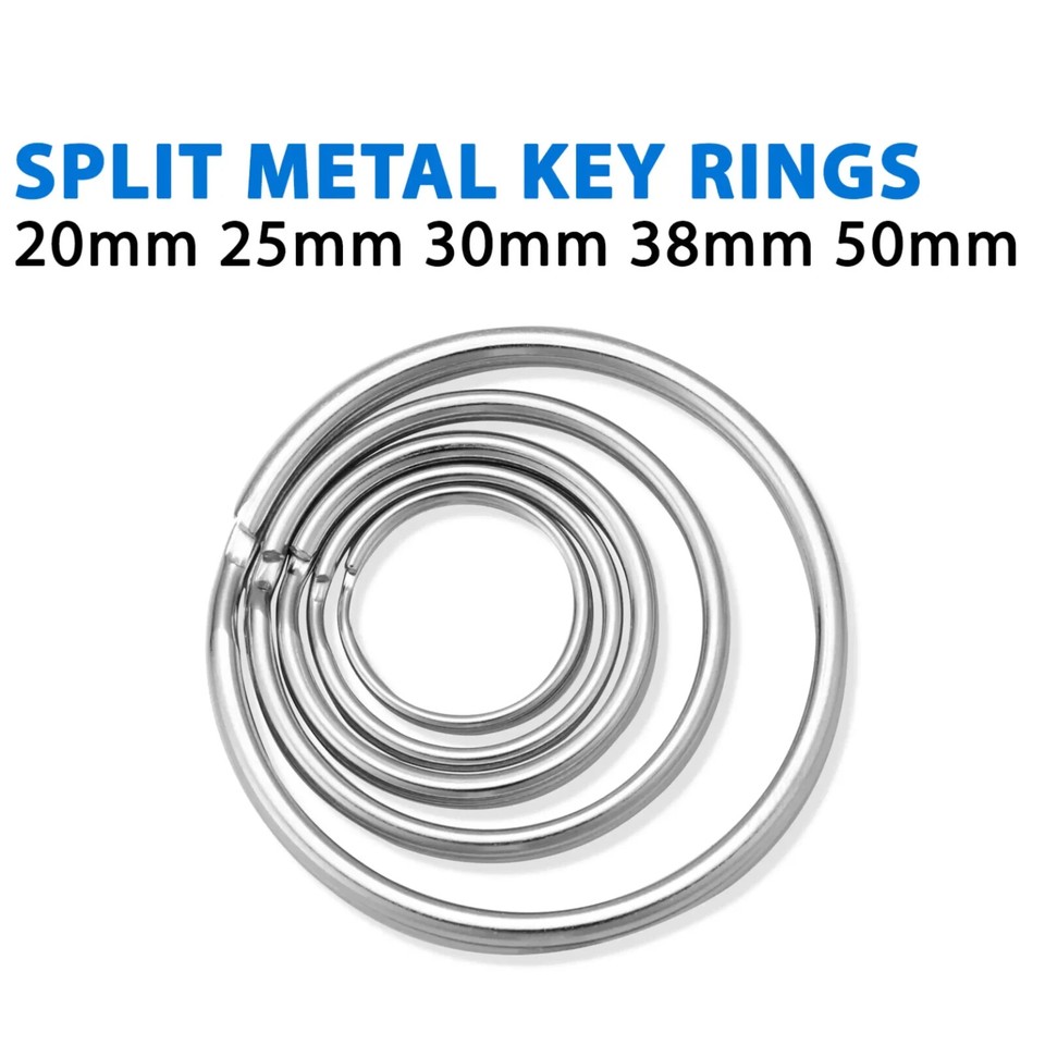Small Medium Large Silver Metal Split Rings Keyring Jump Hoop Loop Key ...