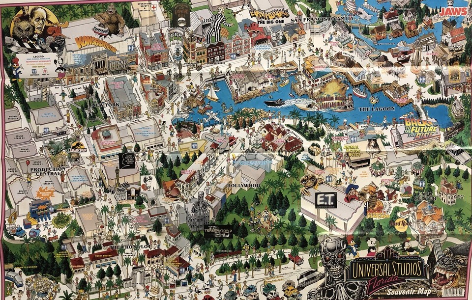 1997 Universal Studios Florida Vintage Theme Park Map Orlando FL NOS | eBay