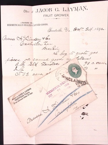 1892 Jacob G Layman Fruit Growers Hermetically Sealed Sealed Canned ...