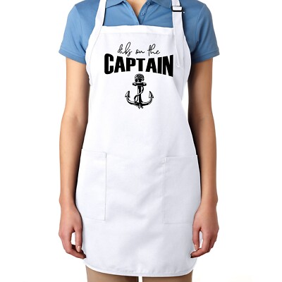 Dibs on the Captain Apron Cooking Baking Grill BBQ Gift Funny Lake Boat ...