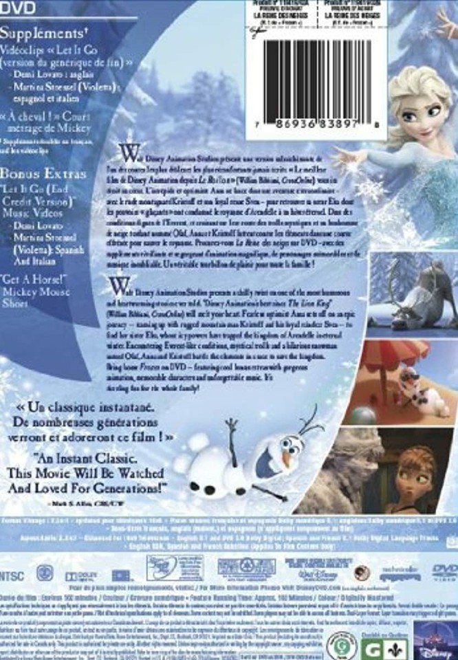 La reine des neiges / Frozen (Bilingual) (DVD) | eBay