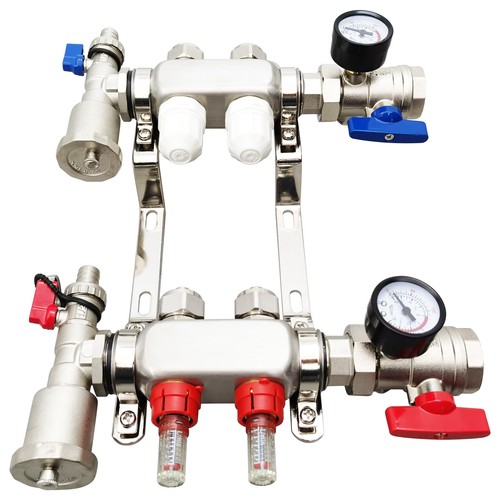 2 Branch Floor Heating Manifold Set Geothermal Water Distributor ...