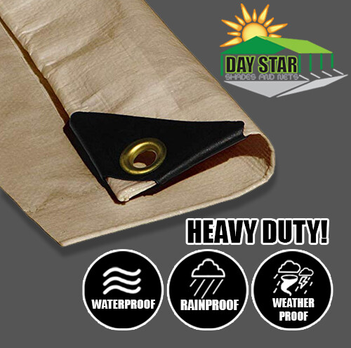 Extra Heavy Duty (Beige/Tan) Tarp 12 Mil Thickness Poly 3Ply 6oz ...