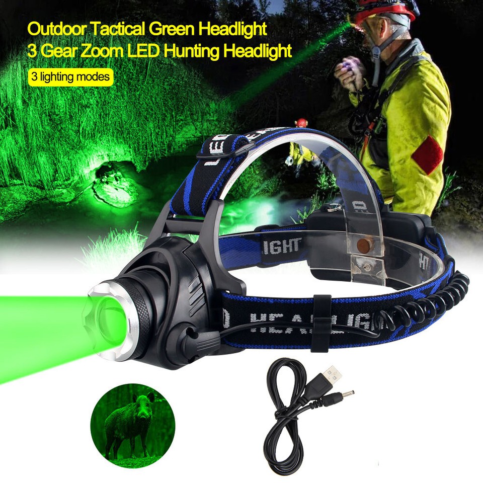 Super Bright LED Headlamp Headlight Green Light Hunting Head Torch ...