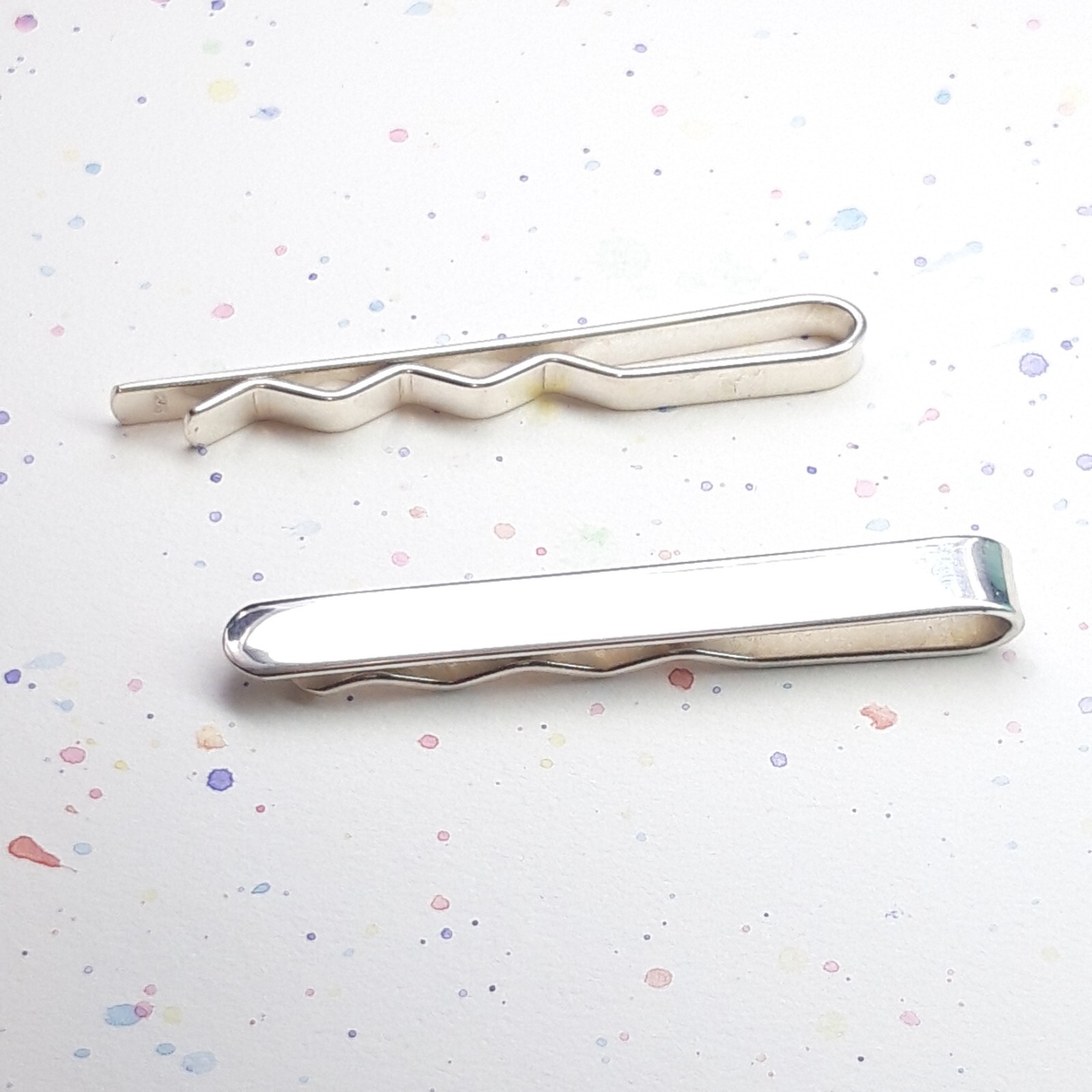 Solid Sterling Silver Plain Tie Slide Bar Clip 4mm or 6mm with Velvet ...