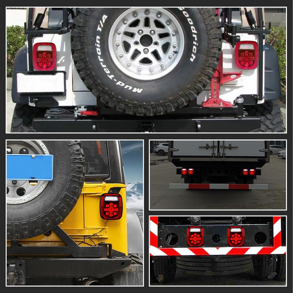 Jeep Wrangler YJ TJ CJ5 CJ7 LED Tail Lights Brake License Plate Lamps ...
