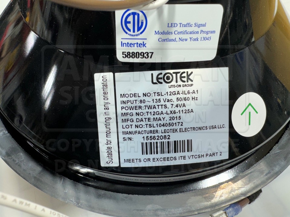NEW 12" Leotek GREEN ARROW LED Traffic Light Signal Lens 120V TSL-12GA ...