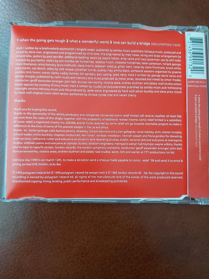 Boyzone - When The Going Gets Tough - 3 track Comic Relief CD single | eBay