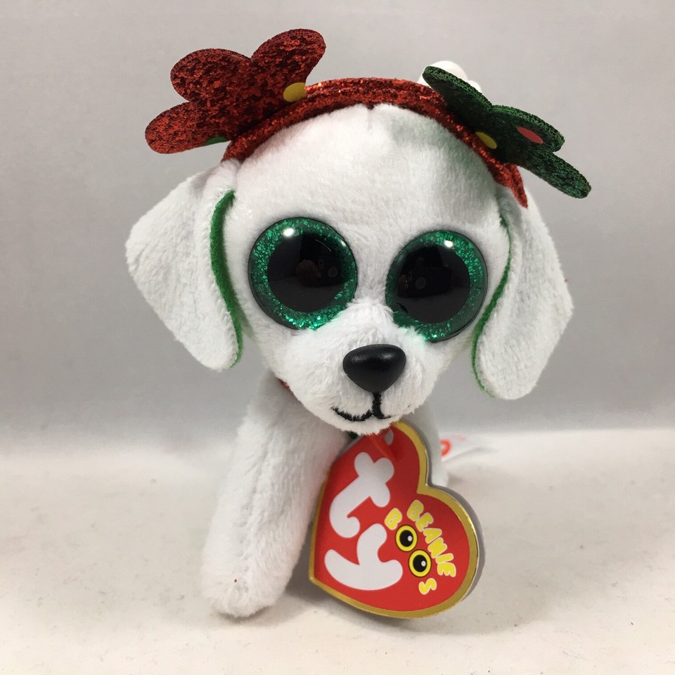 Ty Beanie Boos Key Clip SUGAR the White Christmas Holiday Dog (4 Inch ...
