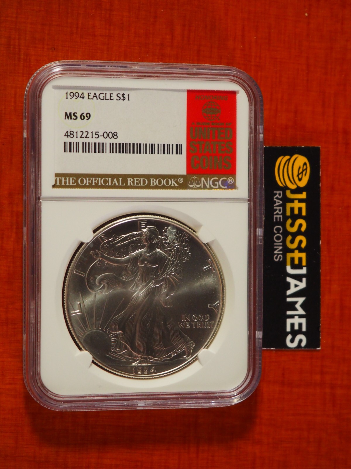 1994 $1 AMERICAN SILVER EAGLE NGC MS69 THE OFFICIAL REDBOOK LABEL | eBay
