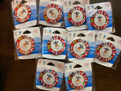 2010 VANCOUVER OLYMPICS PINS 10 FLAG OF NATIONS LARGE NEW WHOLESALE LOT ...