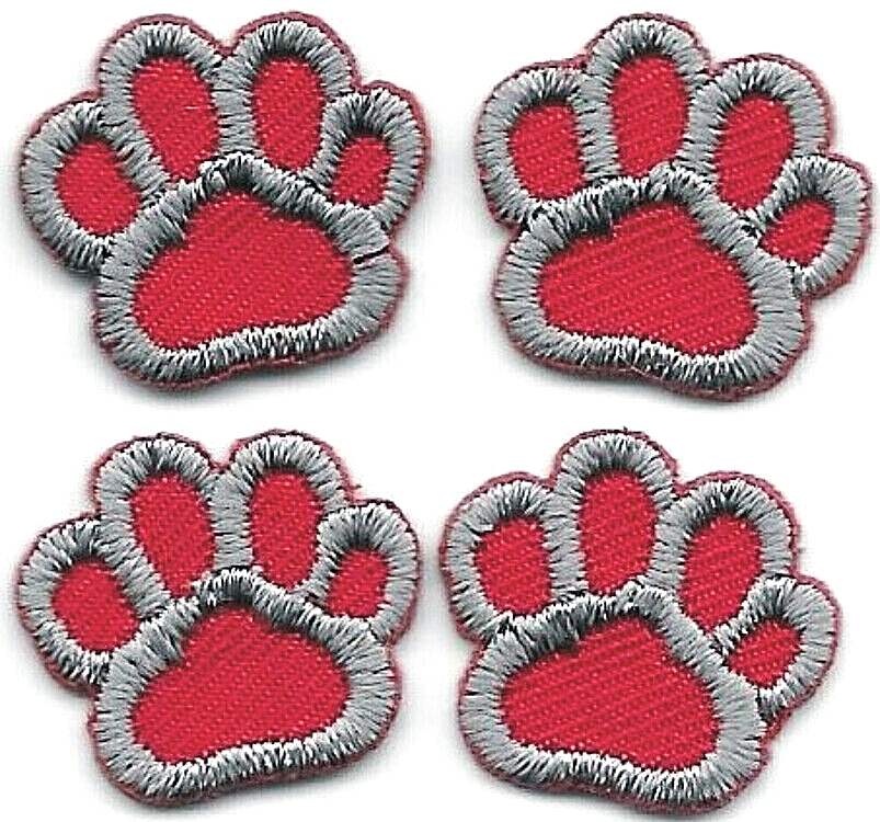 Red Dog Paw Print Patch Embroidered Cut out Iron on Sew on (5/8" in ...
