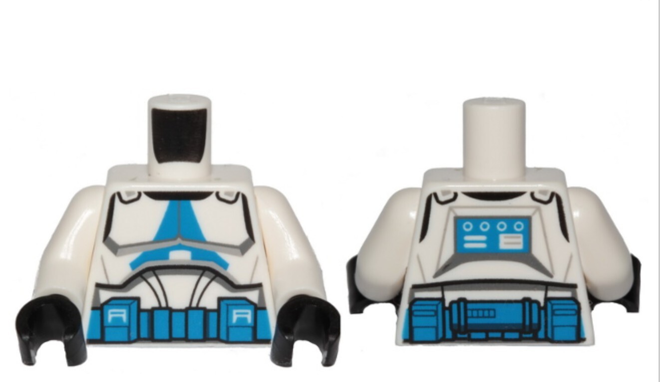 Lego Star Wars White Torso Armor Clone Trooper Officer Blue 501st ...