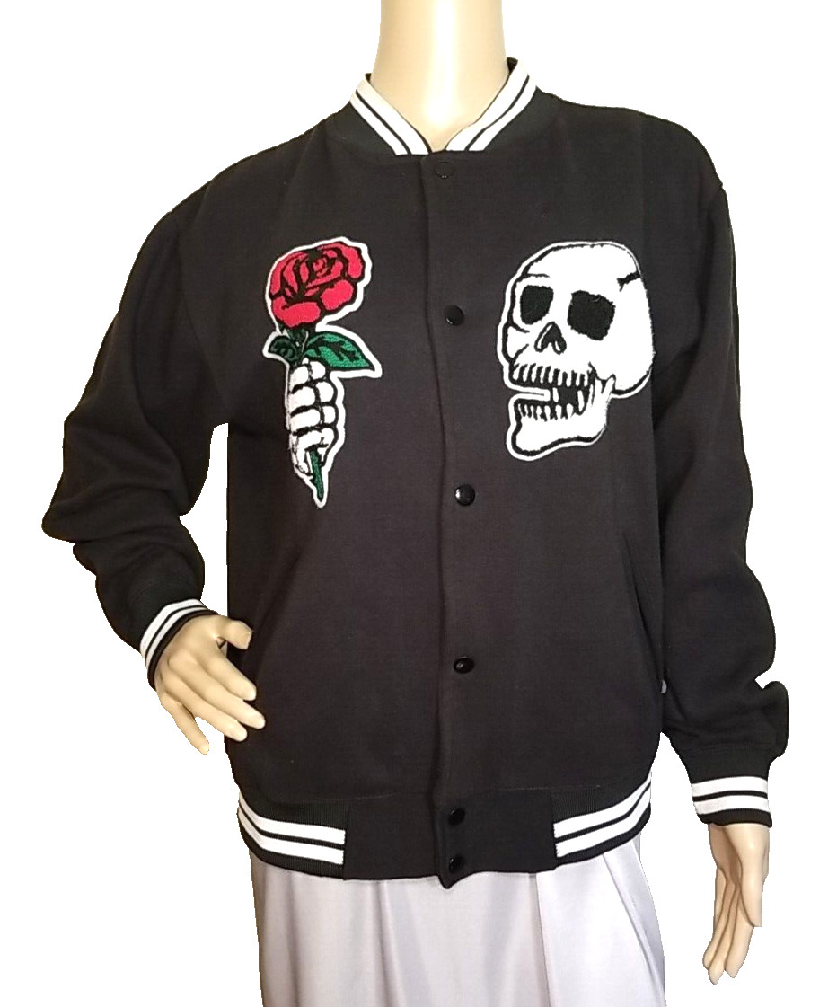Vintage Eighty Eight Varsity Jacket Skull Rose Black … - Gem