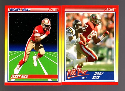 2 CARD LOT OF 1990 SCORE ROCKET MAN ALL PRO #556 #590 JERRY RICE 49ERS ...