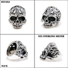 GHOST RIDER FLAMES SKULL 925 STERLING SILVER CRANIUM BIKER GOTHIC RING ...