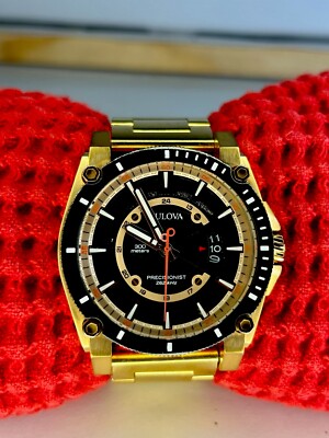 Bulova Precisionist 98B152 Icon Rose Gold Black Dial Polyurethane Men's ...