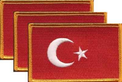 3 TURKEY FLAG EMBROIDERED PATCHES - IRON-ON - NEW 2.5 x 3.5" FREE SHIP ...