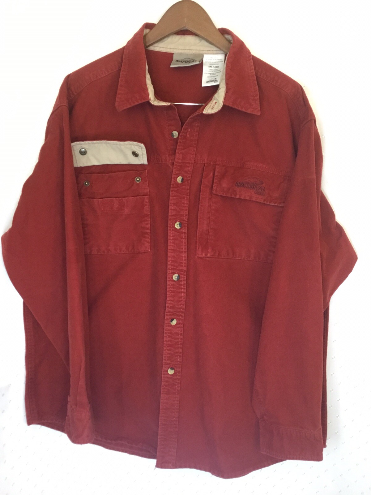 NATURAL GEAR Button Up Heavy Outdoor Shirt Garnet Red… - Gem