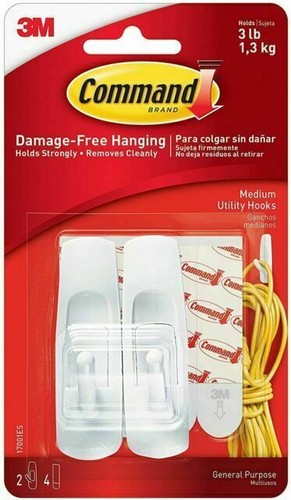 Command Utility Hangers/Hooks Medium White Pack of 2 - (17001 ...