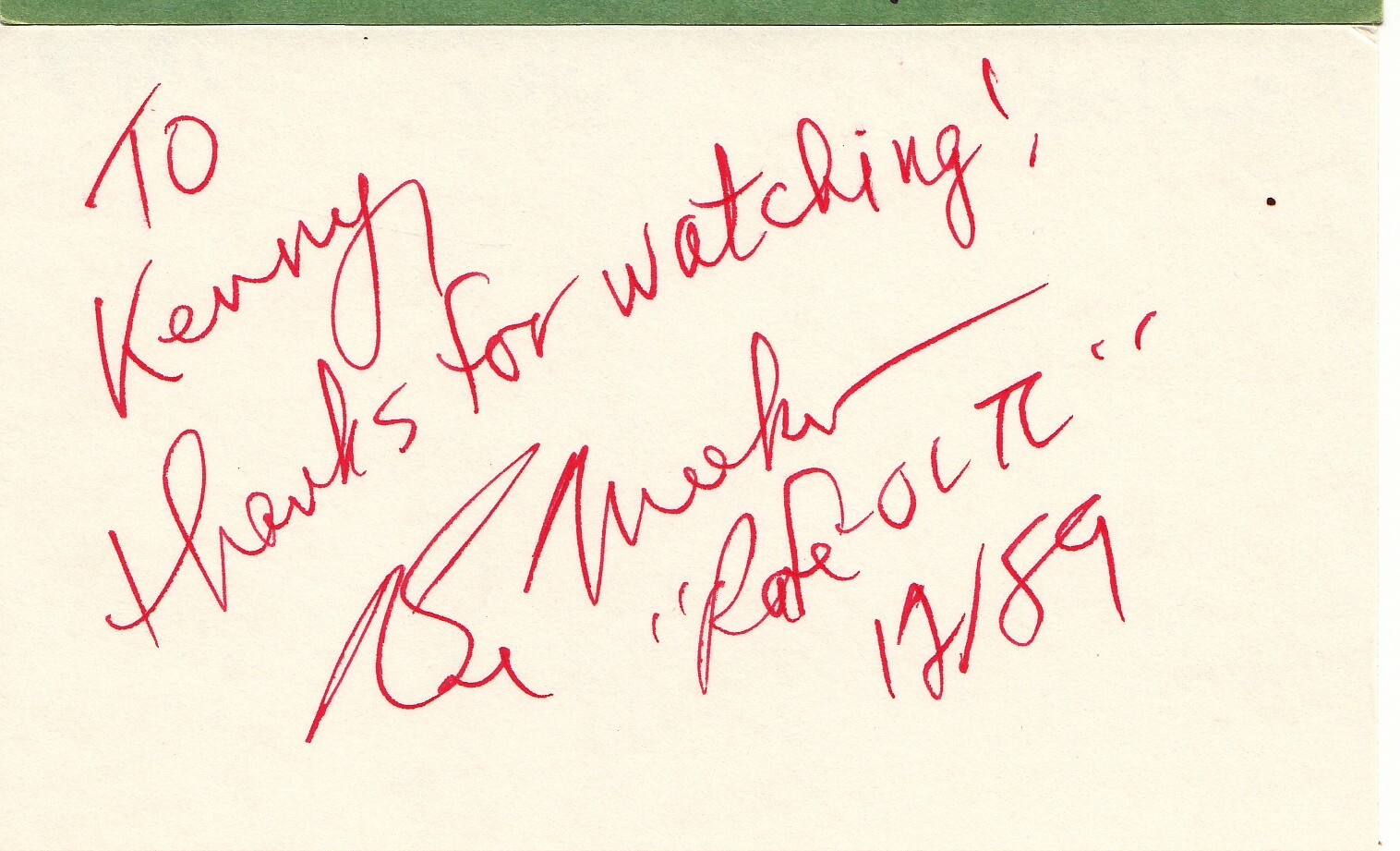 KEN MEEKER ACTOR ONE LIFE TO LIVE SIGNED CARD + MESSAGE DATED 1989 COA ...