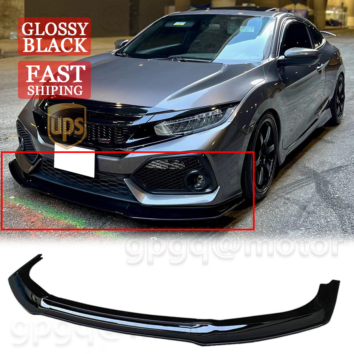 For Civic Si & FK7 Hatchback 17-21 GR Style Gloss Black Front Bumper ...
