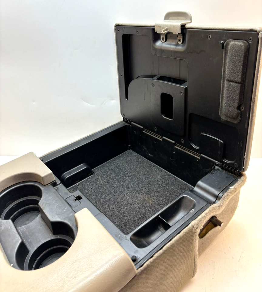 1999–2010 Ford F250 F350 Center Console Storage Armrest Leather Tan OEM ...