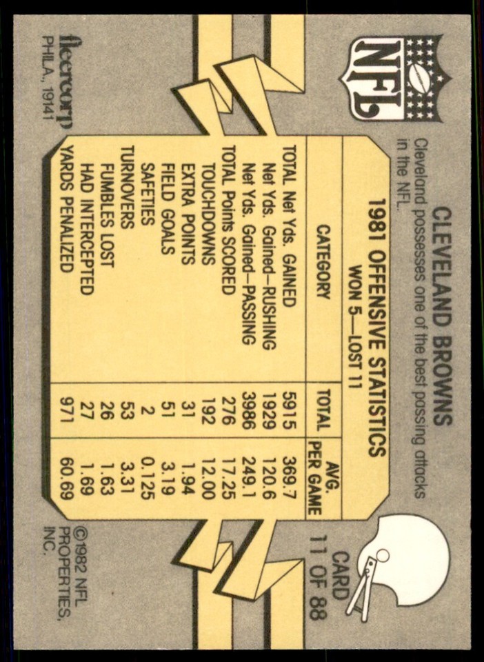 1982 Fleer Football Team Action Reading the Field . #11 | eBay