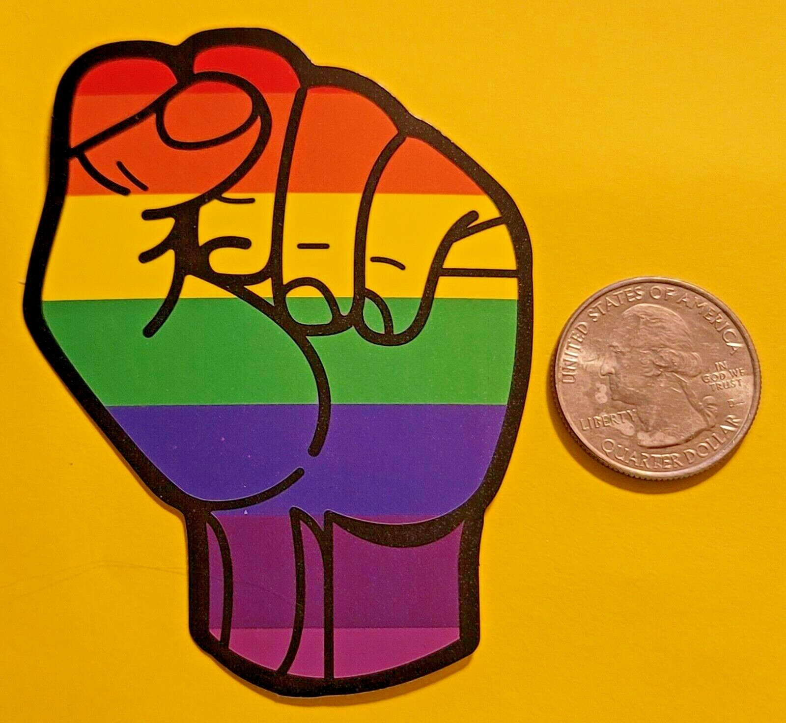 Rainbow Colored Fist Beautiful Multicolor Motivational Awesome Sticker ...