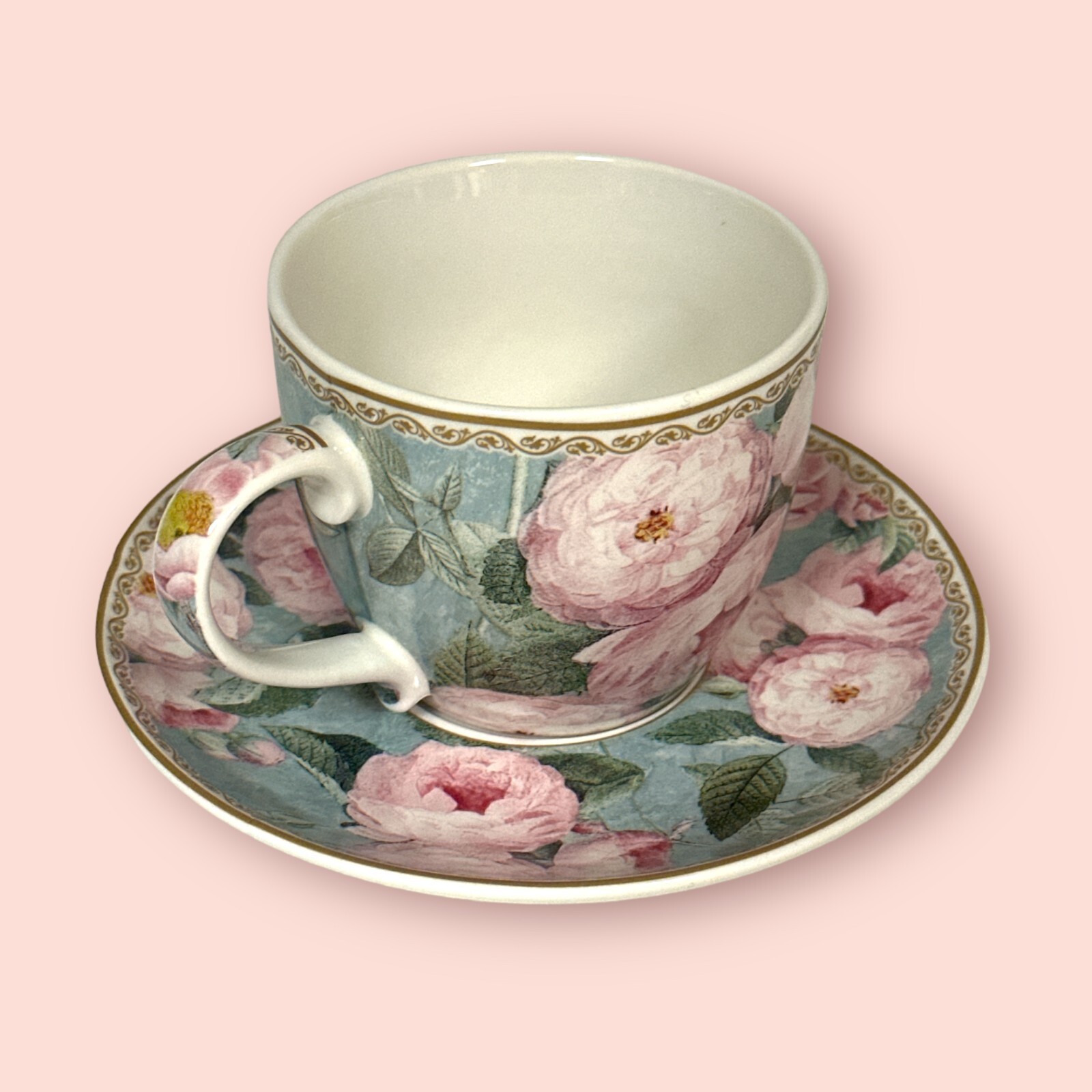 Easy Life Porcelain Cup Coffee Mug Tea Cup Saucer Roses IN Gift Box | eBay