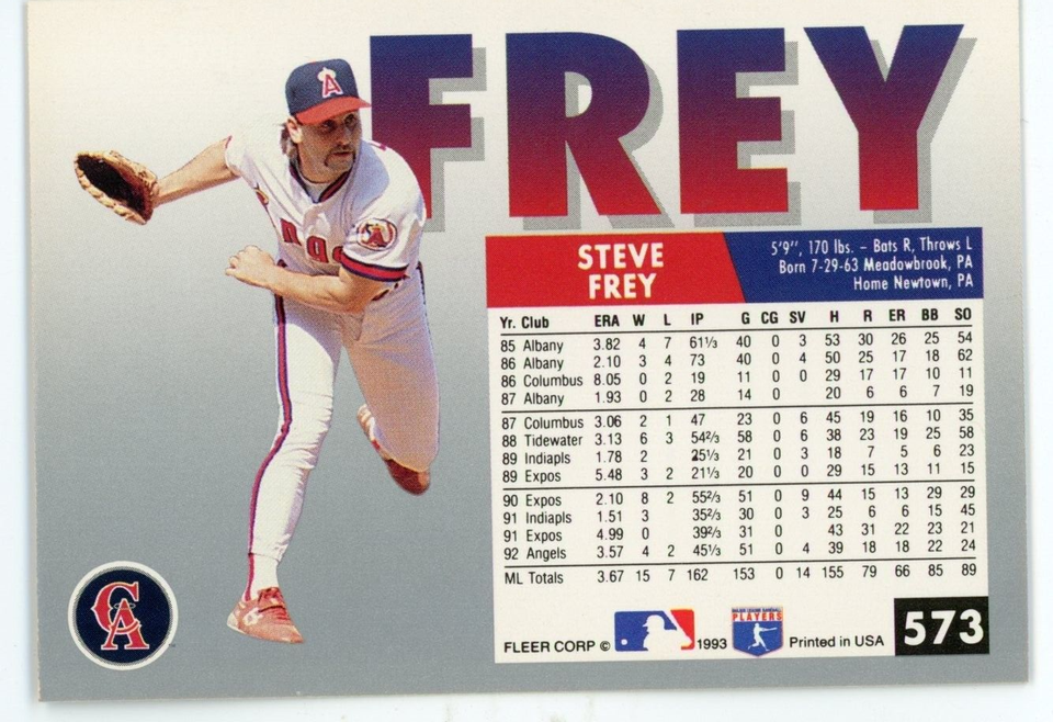 1993 Fleer Steve Frey Card #573 | eBay