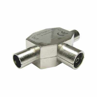 2 Way COAX Coaxial TV Aerial T Splitter Female to 2 x Male Metal ...