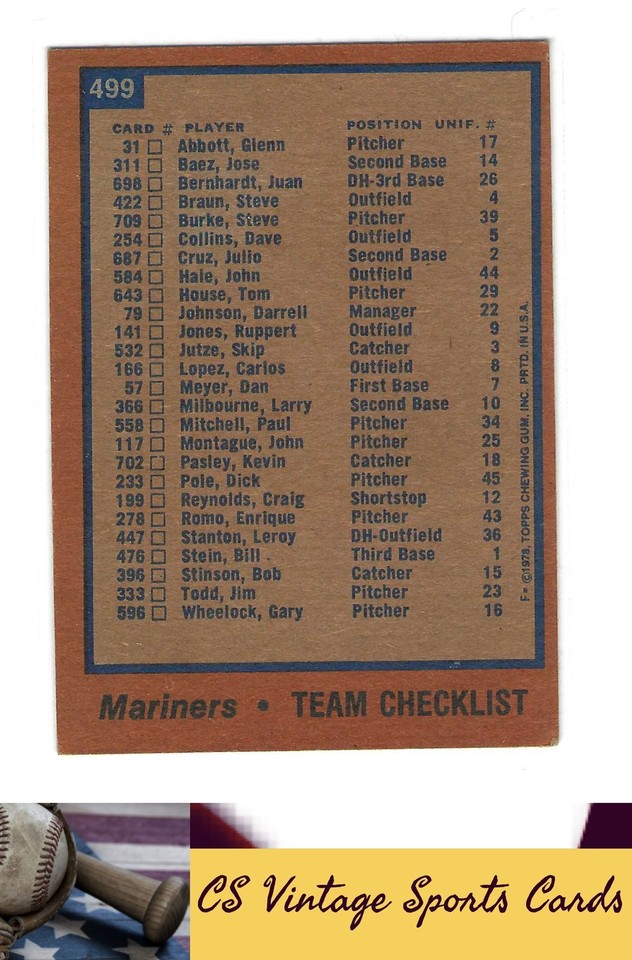 1978 Topps #499 Seattle Mariners | eBay