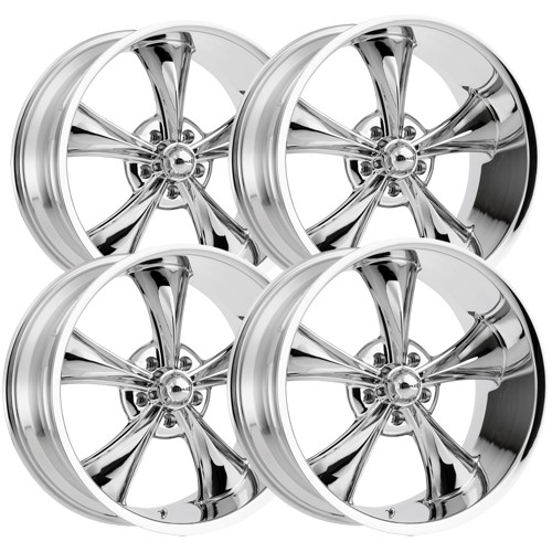 (Set of 4) Staggered Ridler 695 22x9,22x10.5 5x4.75" +0mm Chrome Wheels ...