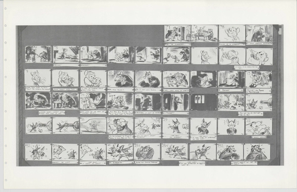 Great Mouse Detective Walt Disney Production Animation Storyboard Sheet ...