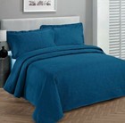 Solid Blue 3 pc Quilt Set Bedspread Coverlet Twin XL Full Queen Cal ...