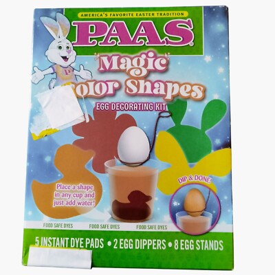 Paas Magic Color Shapes Egg Decorating Kit Dye Pads Stands Dippers ...