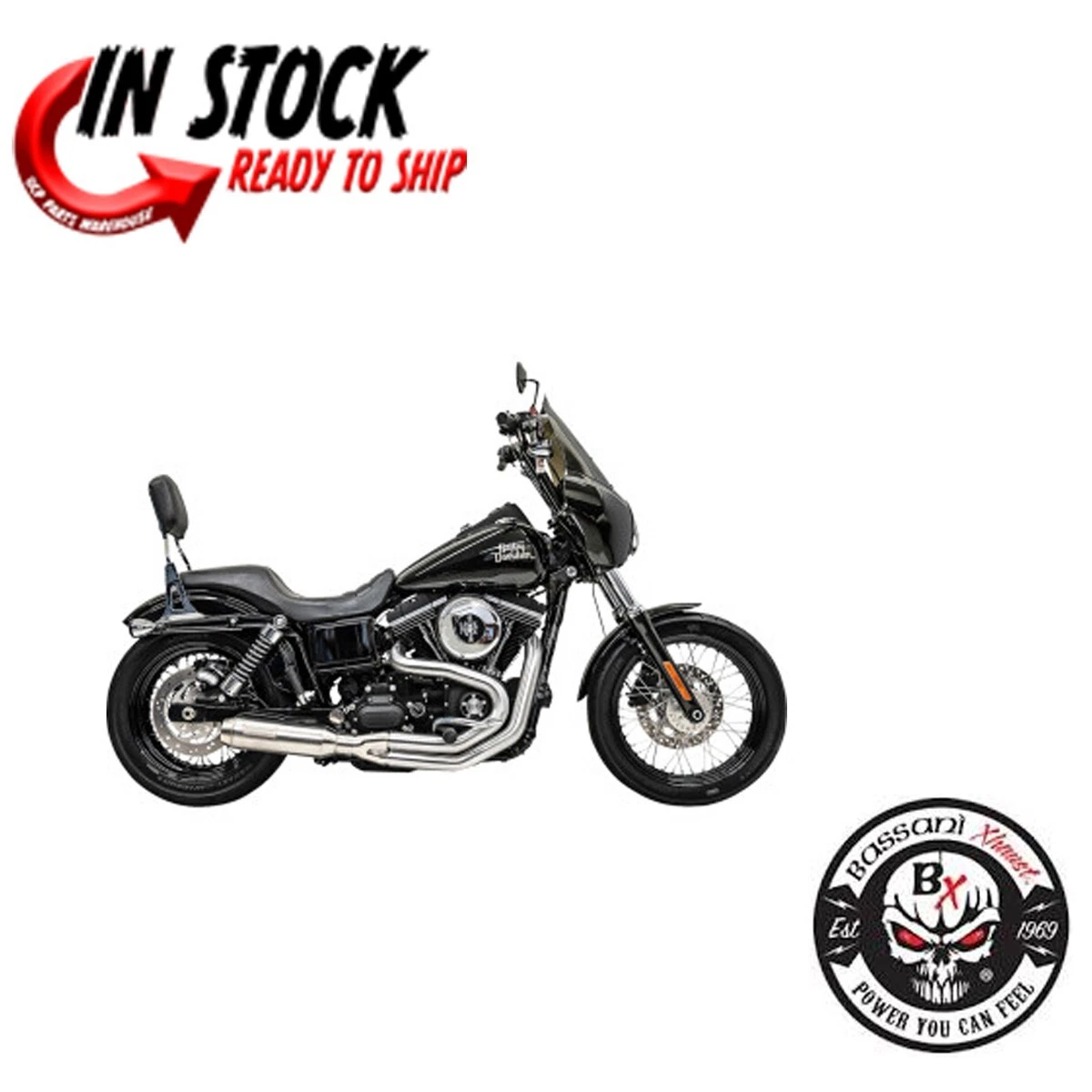 BASSANI 2-into-1 Ripper Super Bike Exhaust System 1991-17 Dyna FXD 1D4SS