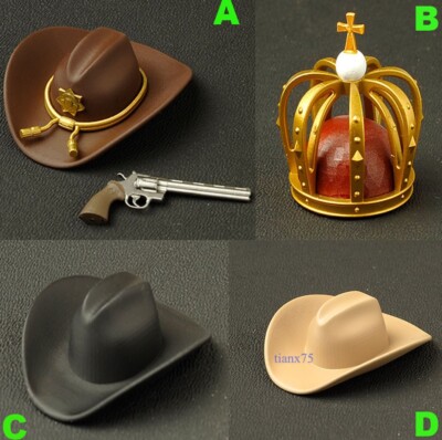 1/12 Scale Western Cowboy Hat Cap Scenes Accessory Model for 6'' Action ...