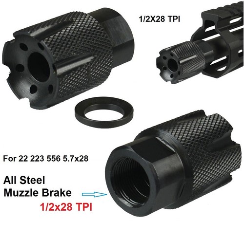 Steel Compact Low Concussion 1/2x28 Muzzle Brake Compensator 22 223 556 ...